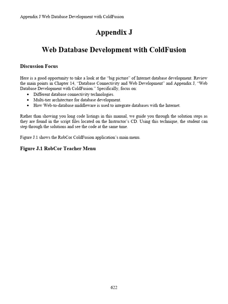 IM Appendix J Web DB Dev With ColdFusion Ed12 | PDF | World Wide Web | Internet & Web