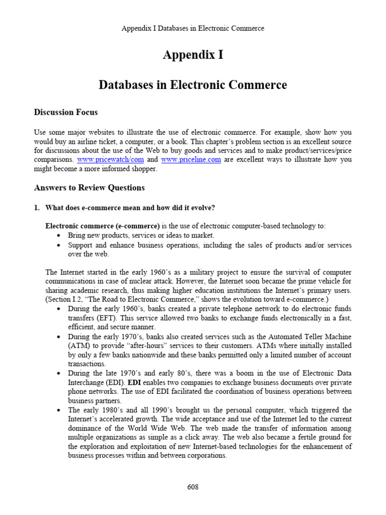 IM Appendix I DB in ECommerce Ed12 | PDF