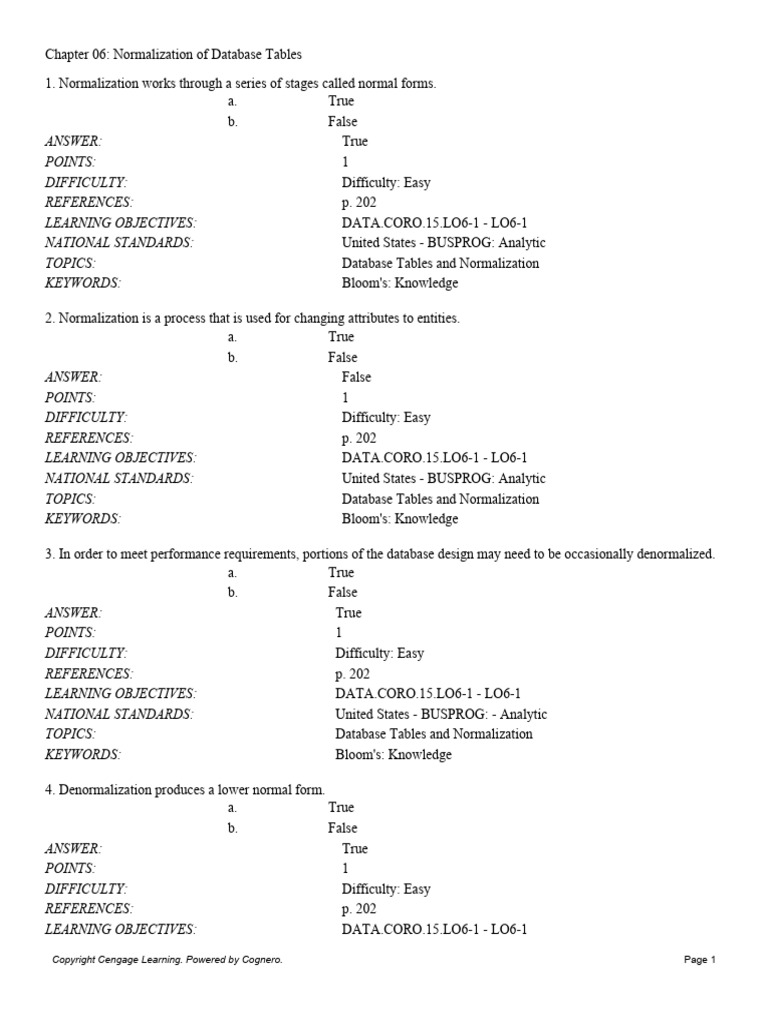 Chapter 06 Normalization of Database Tables | PDF | Databases ...