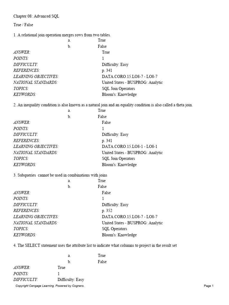 Chapter 08 Advanced SQL | PDF | Relational Model | Sql Chapter 08 Advanced SQL | PDF | Relational Model | Sql