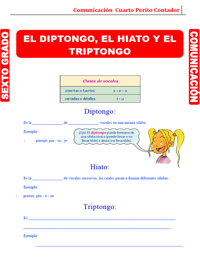 El Diptongo Hiato y Triptongo | PDF | Fonética | Lingüística