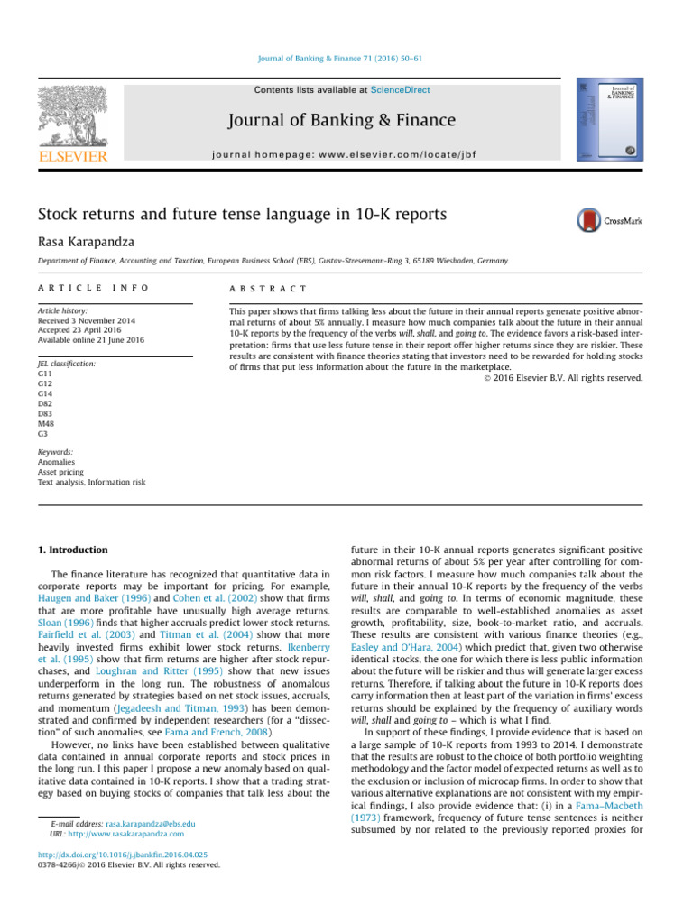 Karapandza (2016) Stock Returns and Future Tense Language in 10-K ...
