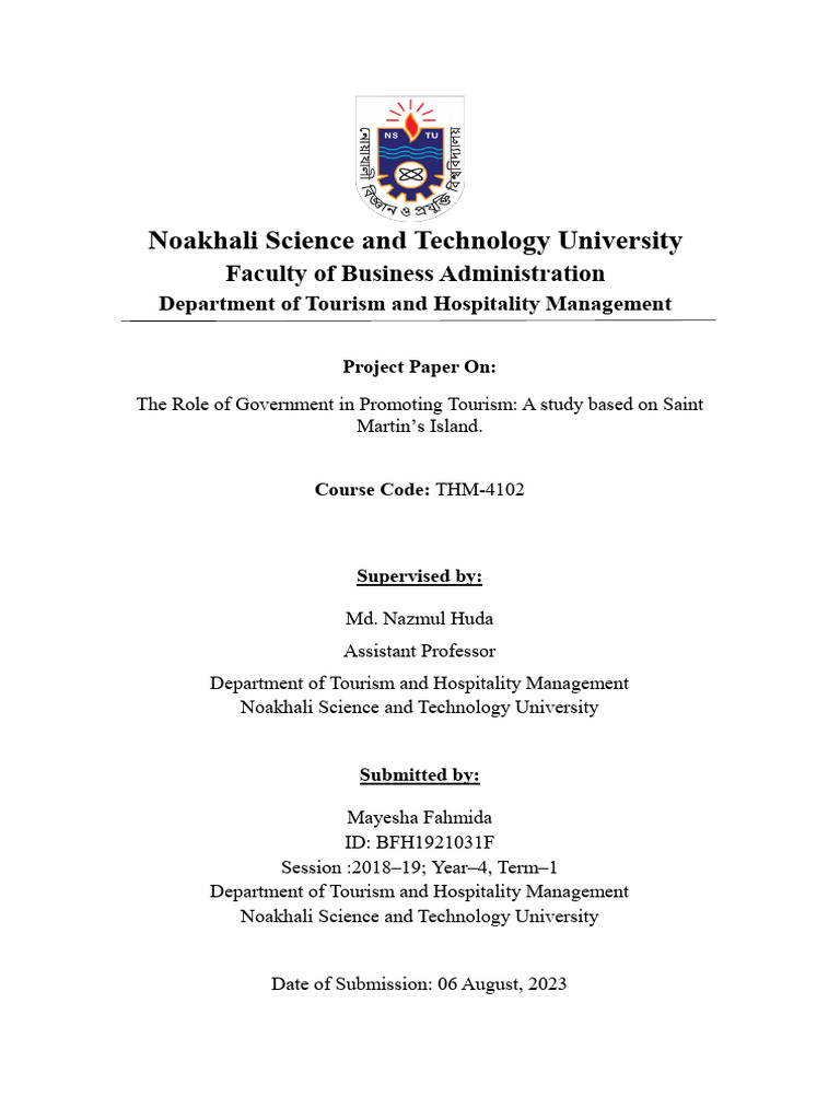 The Role of Government in Promoting Tourism: A Study Based On Saint ... The Role of Government in Promoting Tourism: A Study Based On Saint ...