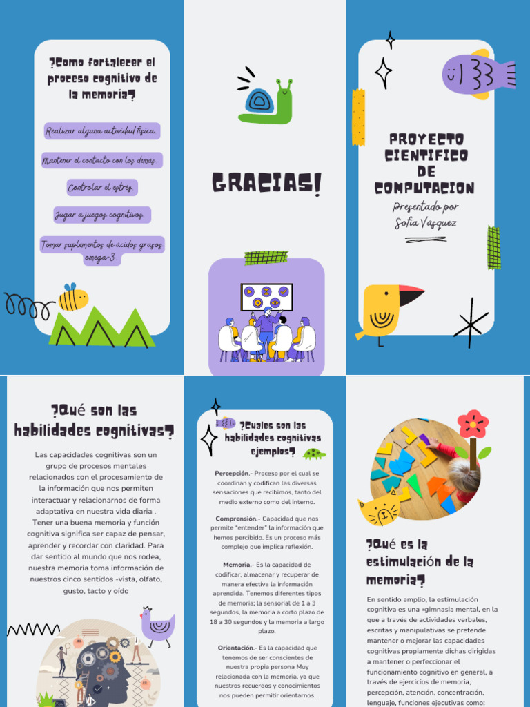 Folleto Tríptico Proyecto Creativo para Niños Ilustrado Doodle Multicolor | PDF | Memoria ...