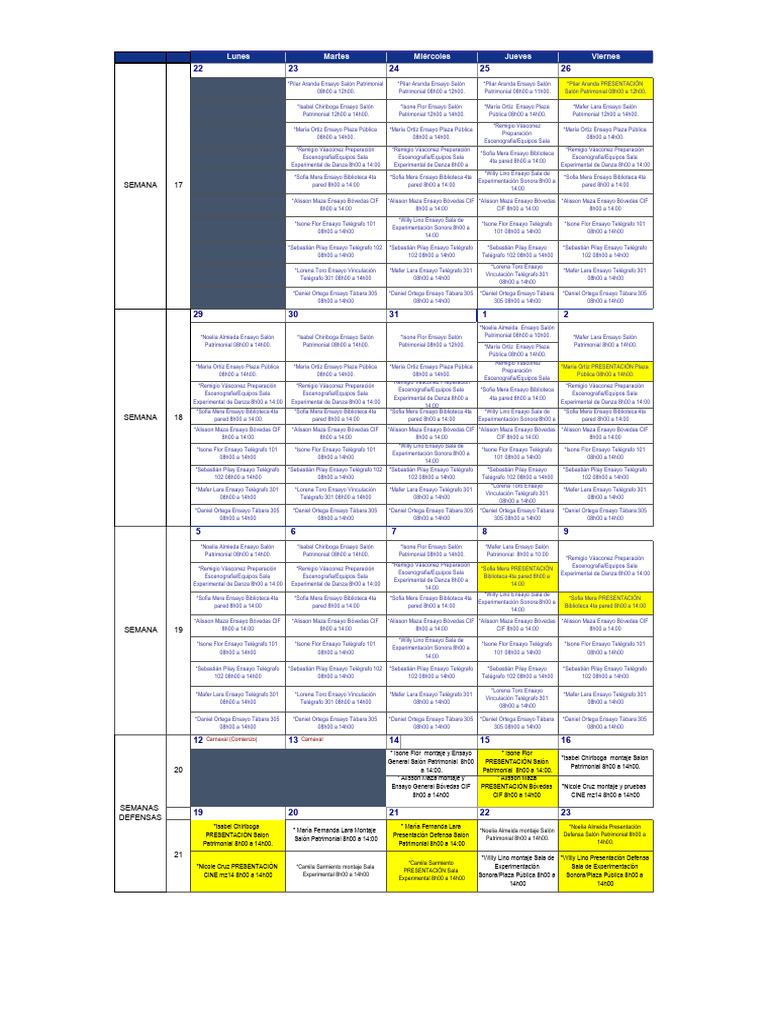 Calendario Actividades EAE 22 - 01 - 23 Solicitud VA | PDF