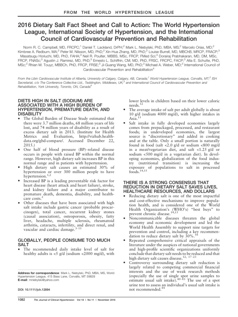 2016 Dietary Salt Fact Sheet and Call To Action - The World ...