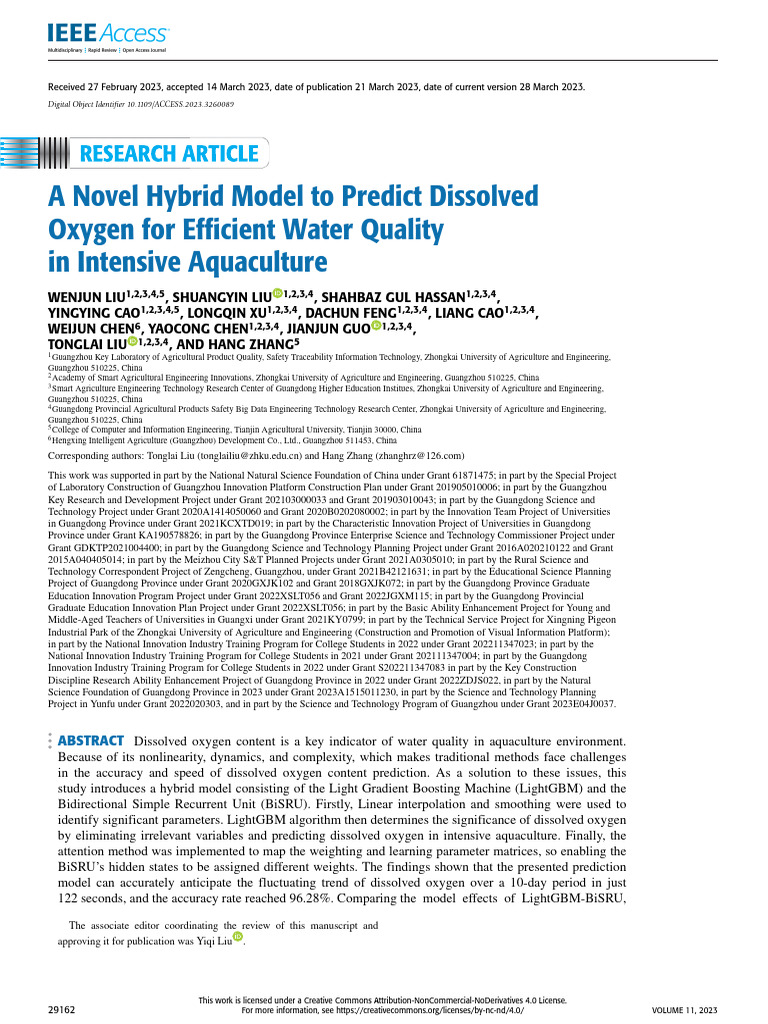 A Novel Hybrid Model To Predict Dissolved Oxygen For Efficient Water ...
