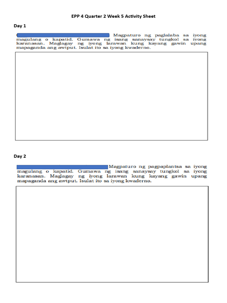 EPP 4 Quarter 2 Week 5 Activity Sheet | PDF