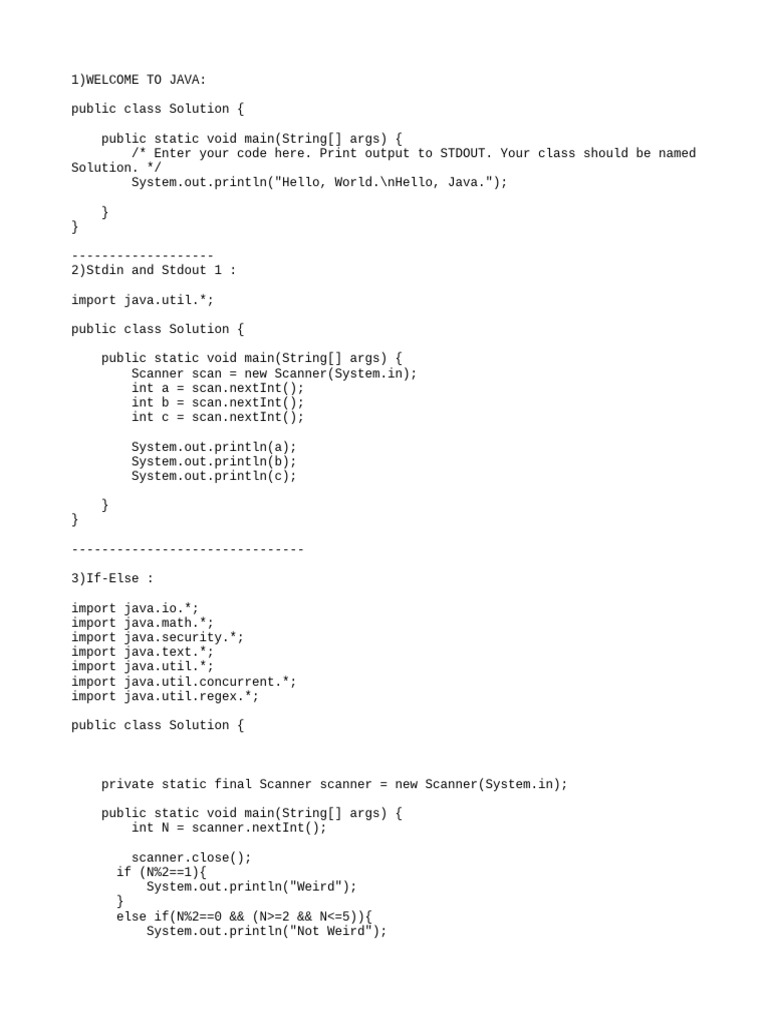 Java Hackerrank Solutions Pdf Software Software Engineering 4932