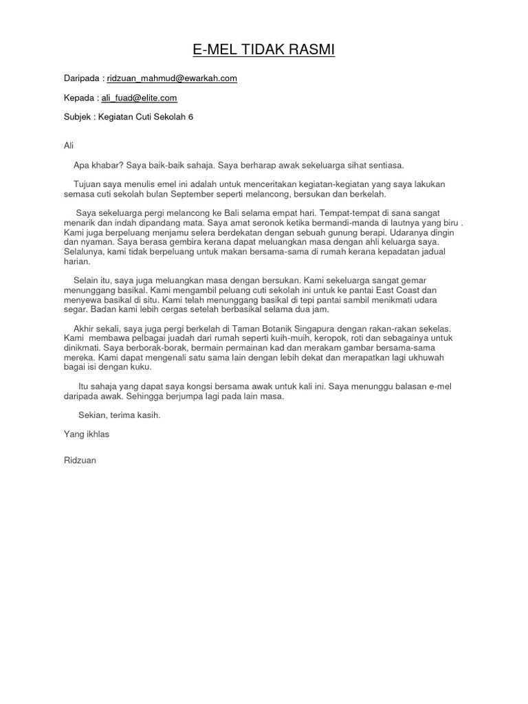 Contoh Emel Rasmi & Tidak Rasmi | PDF