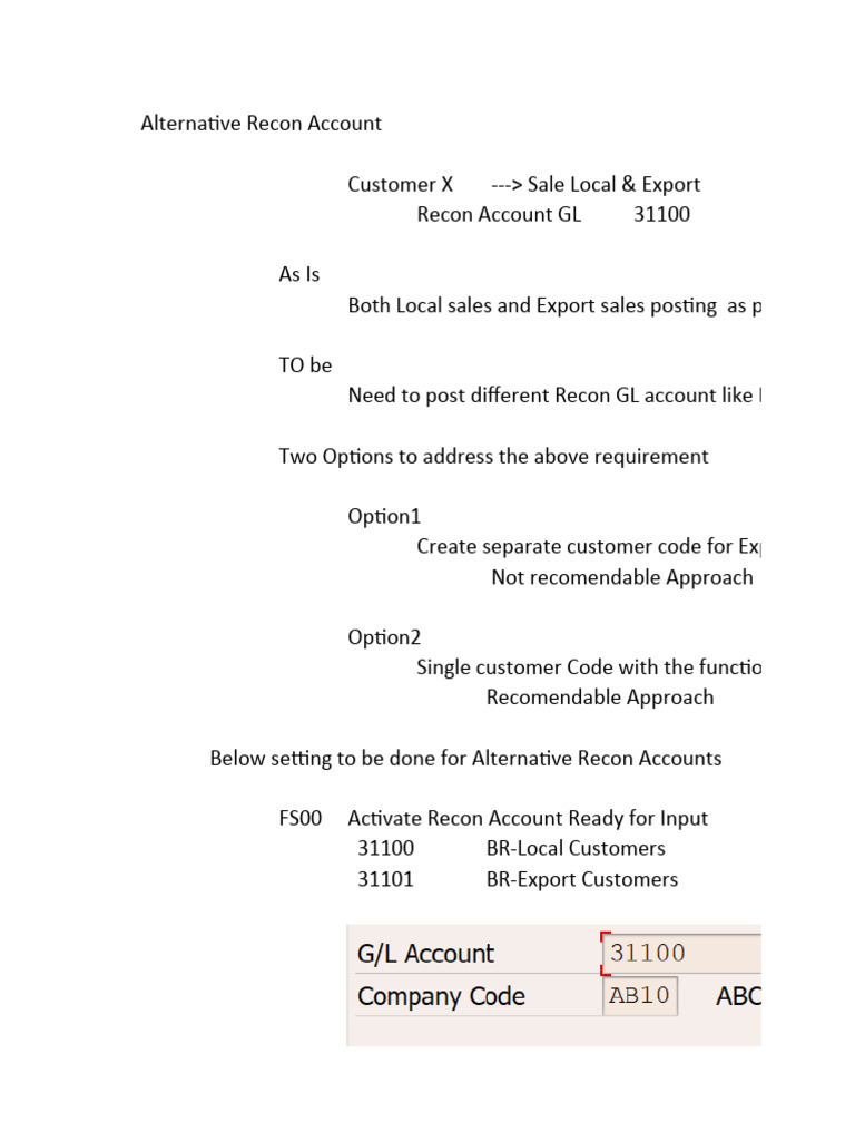 Alterate Recon Account For Customer at The Time of Billing | PDF ...