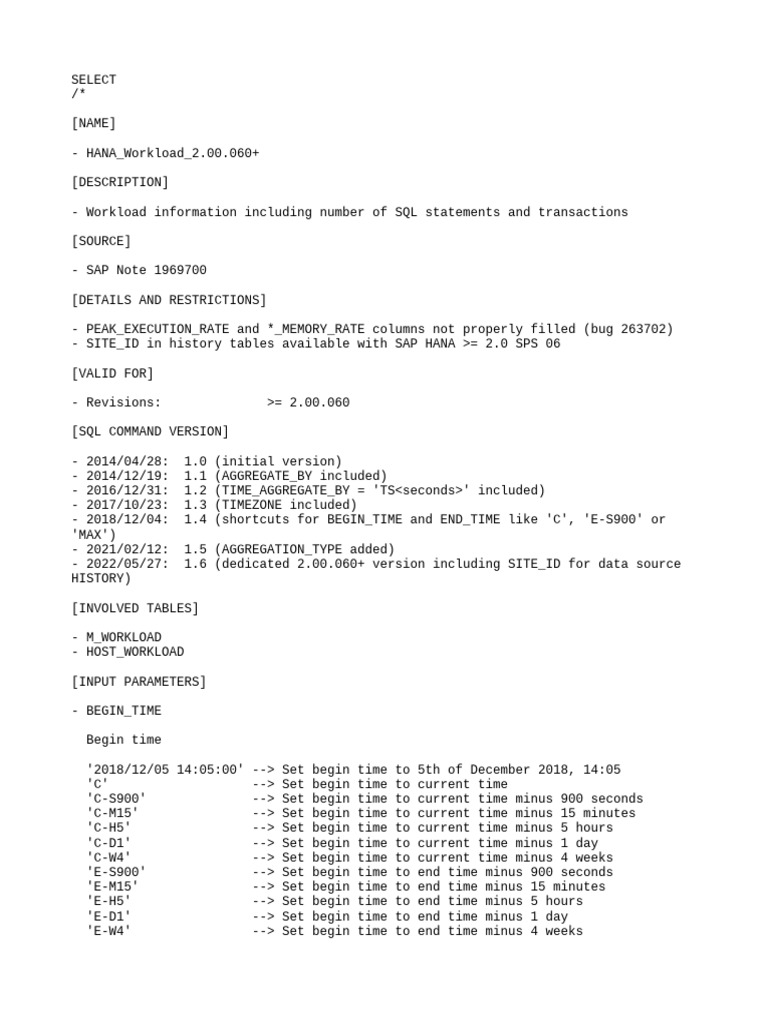 HANA Workload 2.00.060+ | PDF | Teaching Methods & Materials | Computers