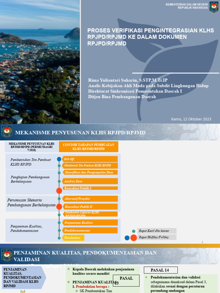 Bahan Paparan Teknis Pengintegrasian KLHS RPJPD RPJMD | PDF
