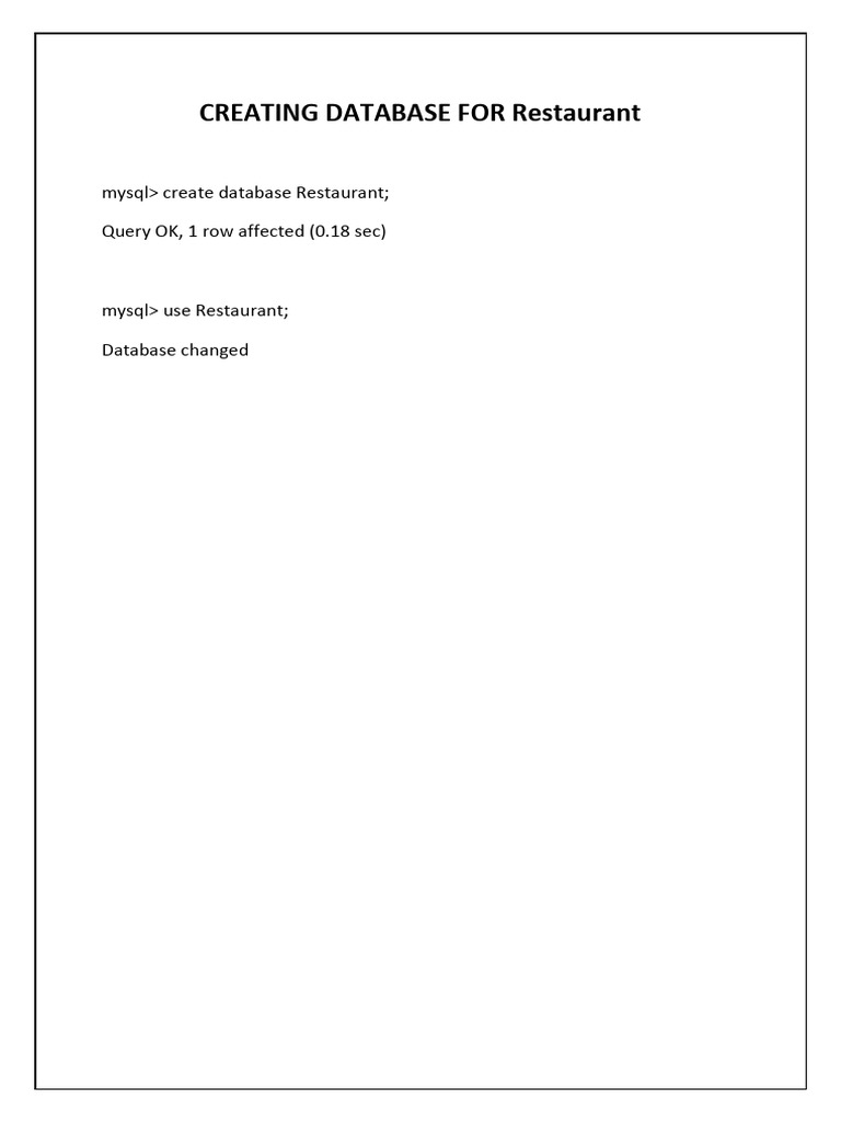 Restaurant Database Setup Guide | PDF | Cybernetics | Logic