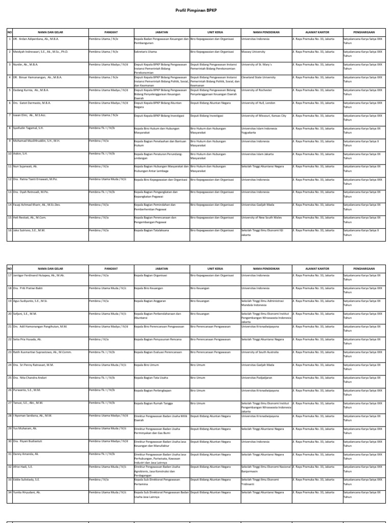 Profil Pimpinan BPKP 2020 | PDF