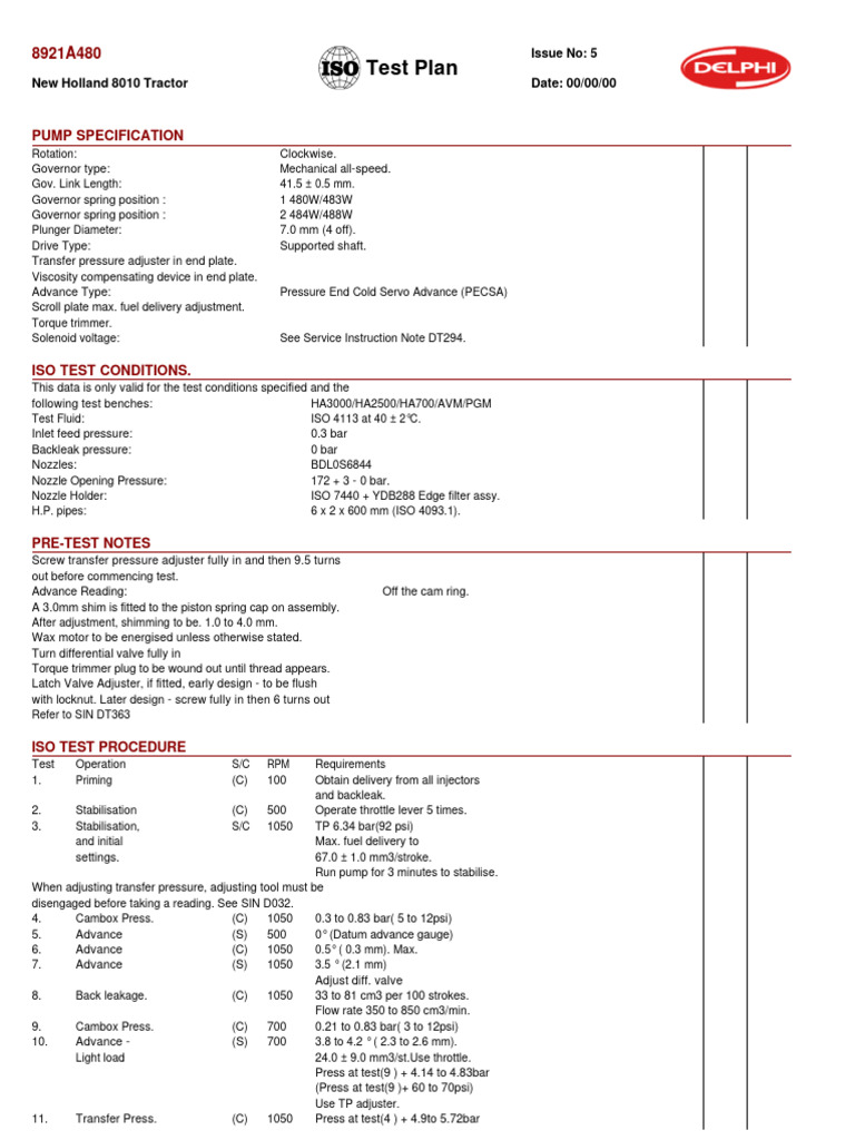 Test Plan: Pump Specification | PDF | Technology & Engineering