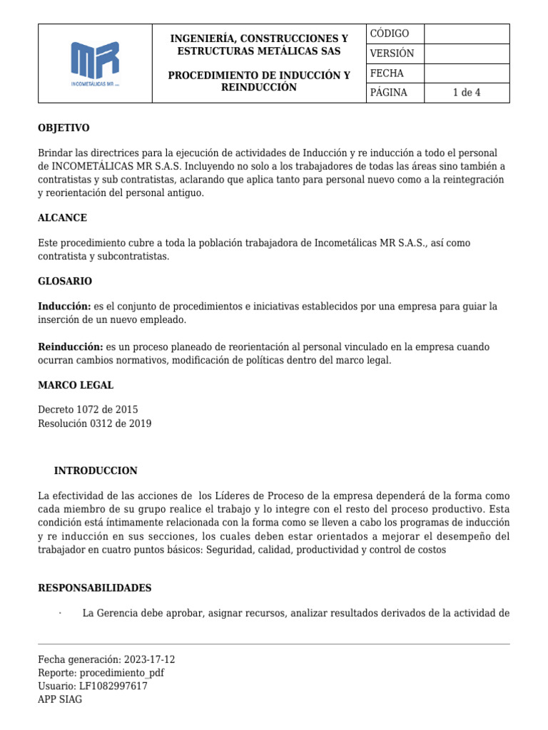 Induccion y Reinduccion | PDF | Business | Ingeniería