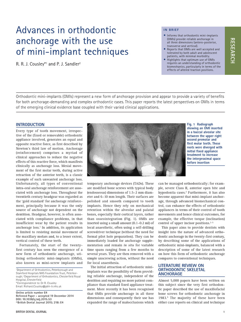 SJ BDJ 2015 53 | PDF | Orthodontics | Dental Implant
