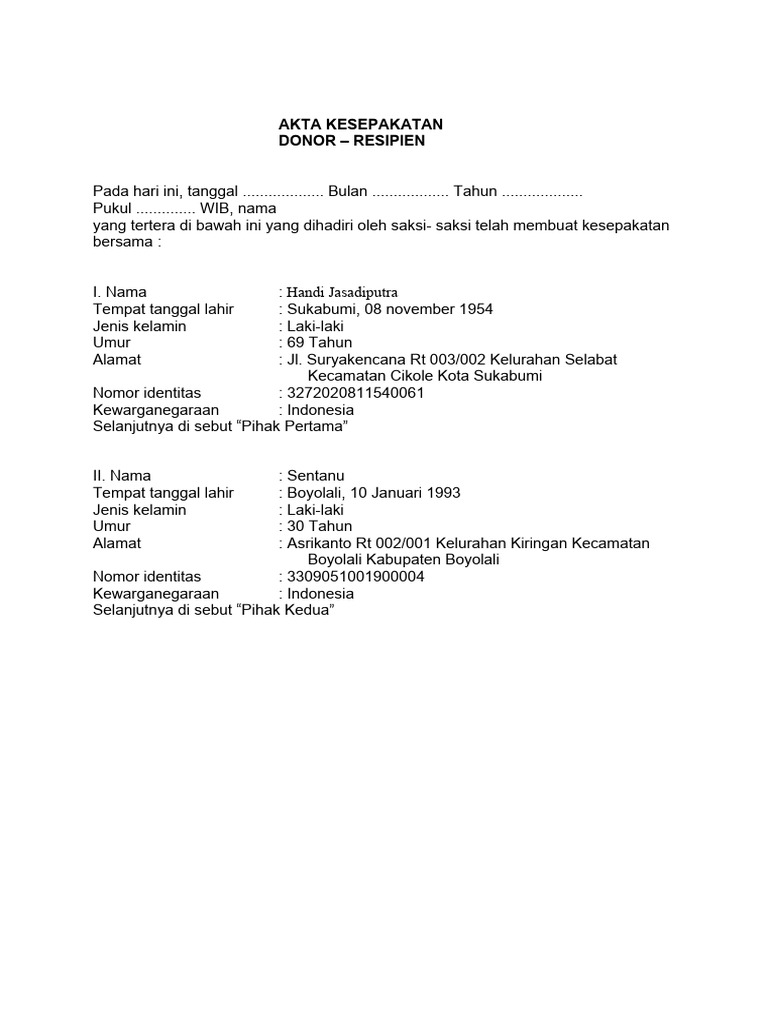 Akta Kesepakatan | PDF