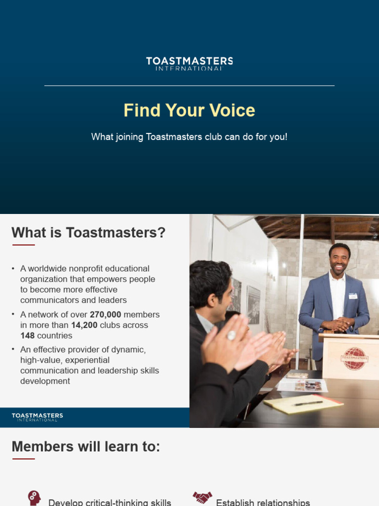Join Toastmasters: Find Your Voice | PDF | Career & Growth