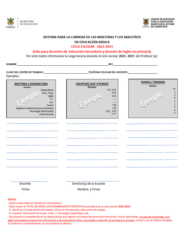 Carga Horaria Secundaria 2022 2023 Pdf Maestros