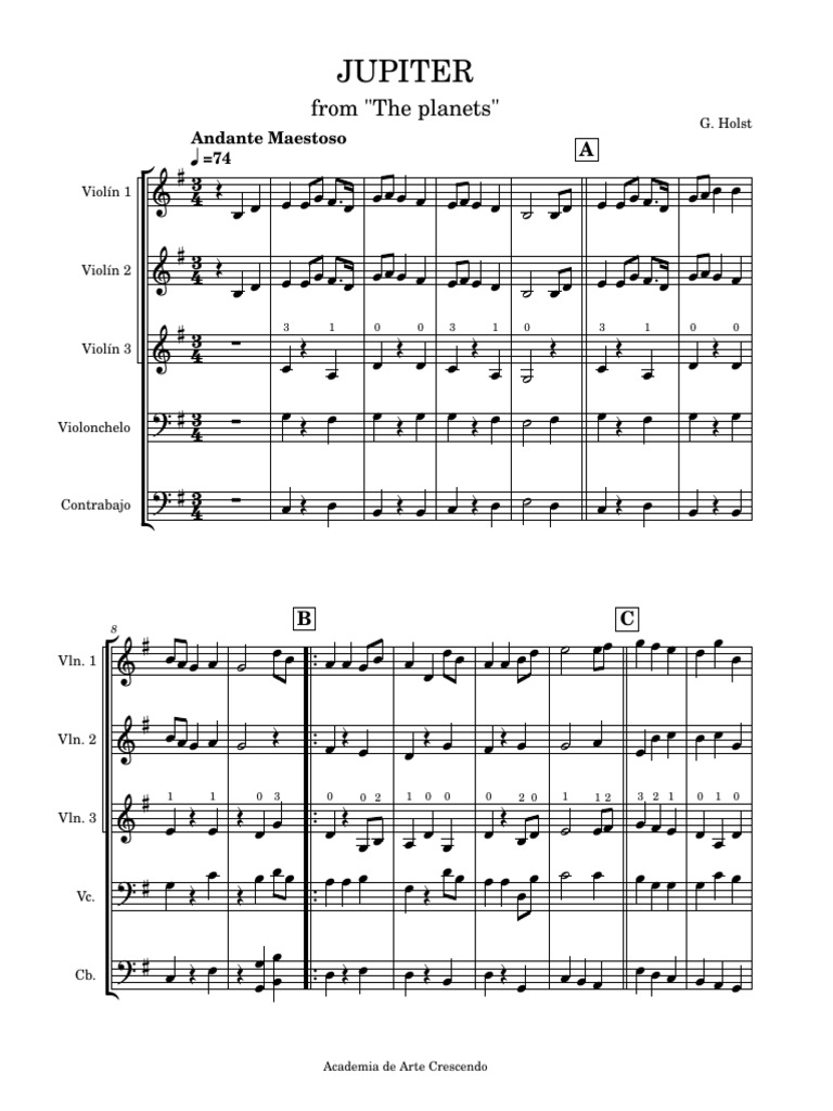 JUPITER | PDF | The Planets | Compositions For Symphony Orchestra