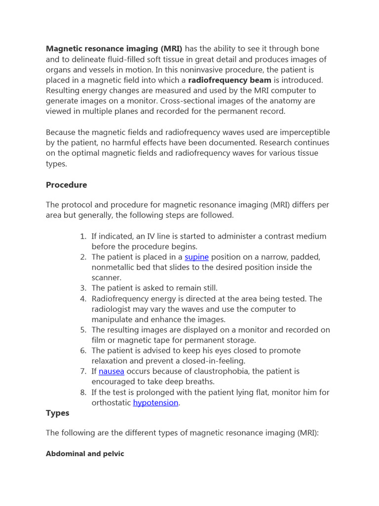 MRI - Patient Prep | PDF | Magnetic Resonance Imaging | Heart