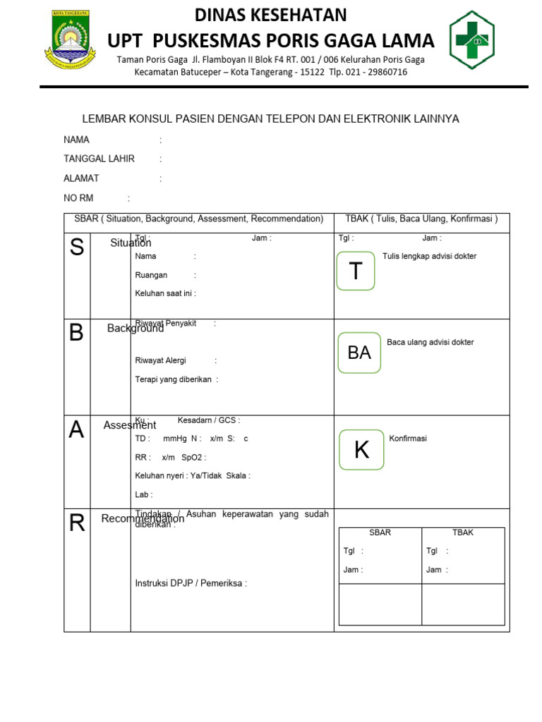 Form SBAR & TBAK | PDF