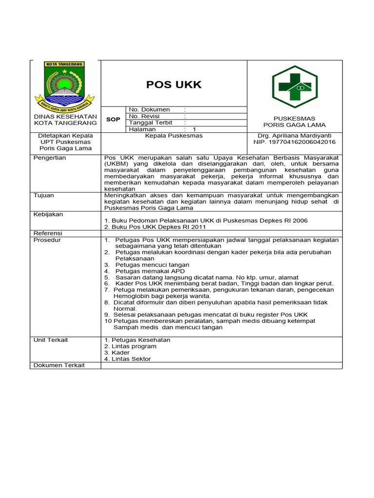 SOP Pos UKK | PDF