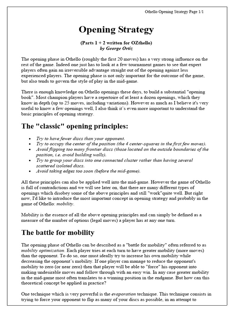 Opening Strategy | PDF | Chess Strategy | Chess Theory