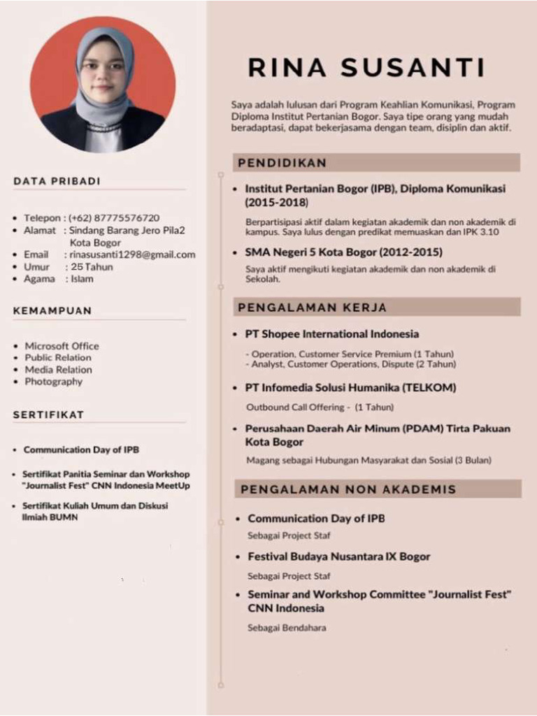 CV Rina Susanti Terbaru | PDF