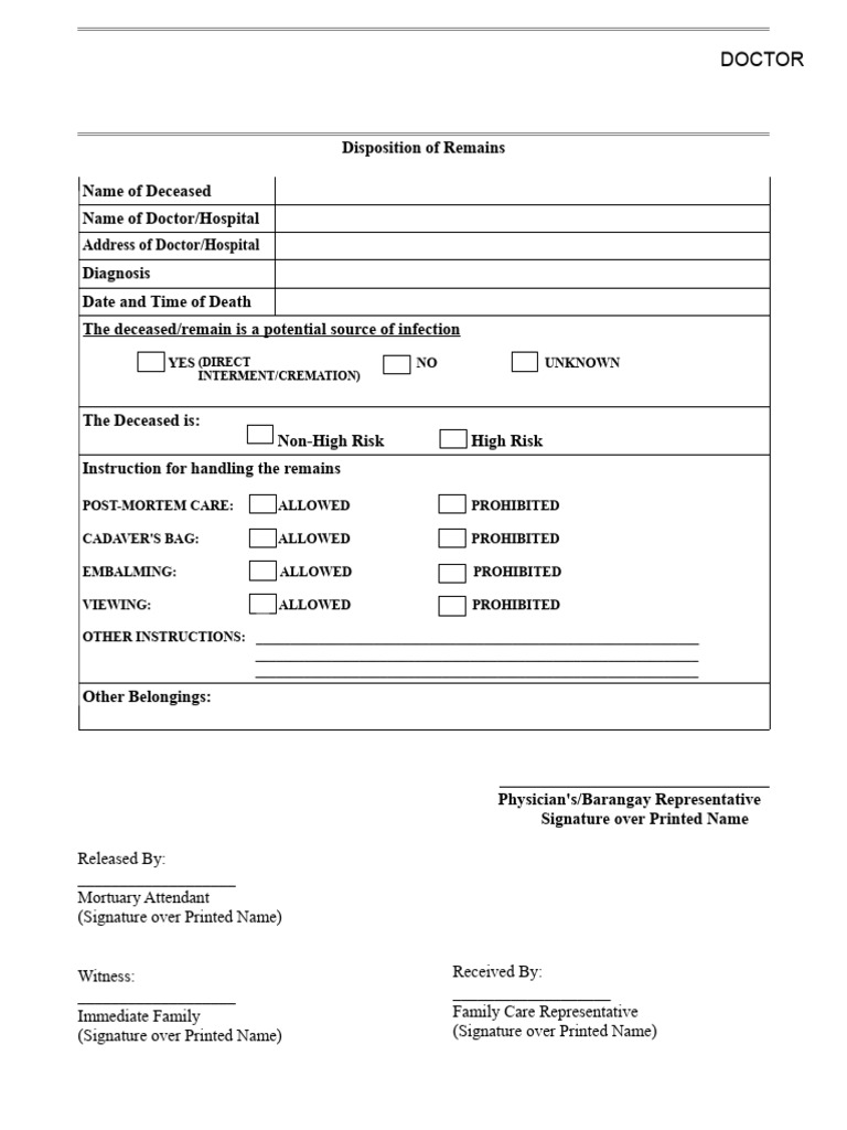 Disposition of Remains | PDF