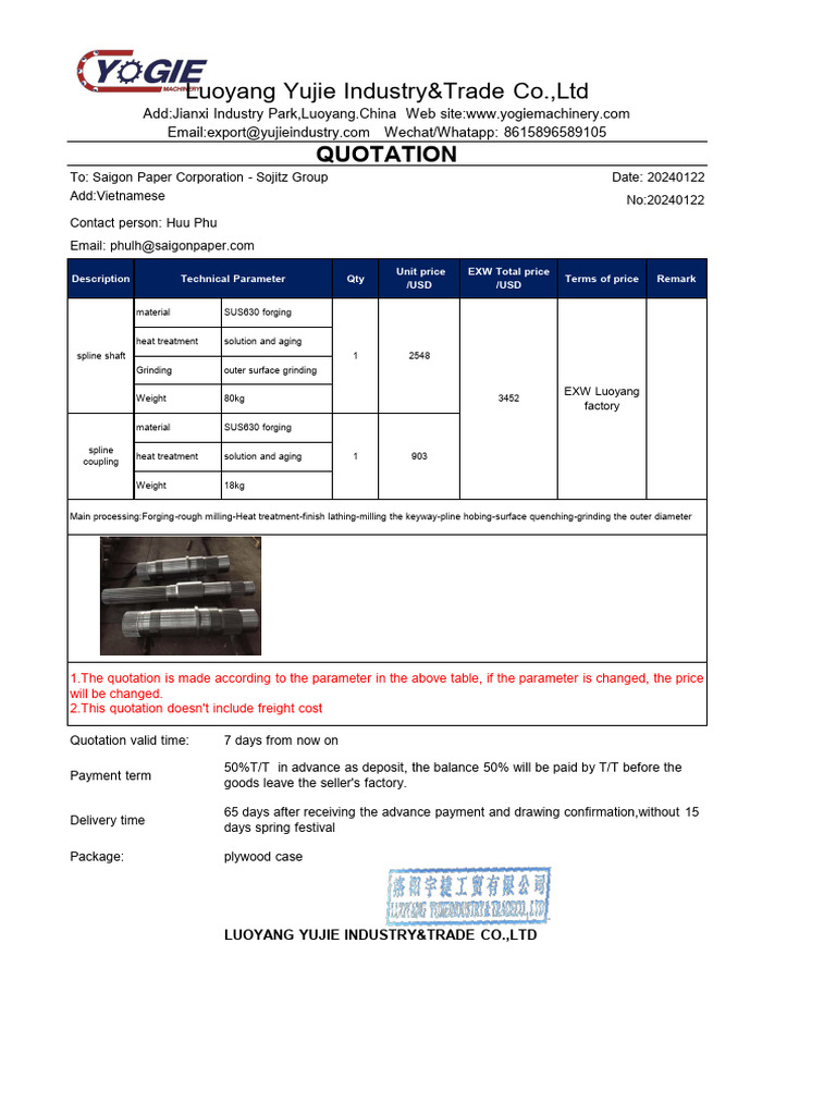 Stainless Steel Spline Shaft Quotation-Luoyang Yujie Industry ...