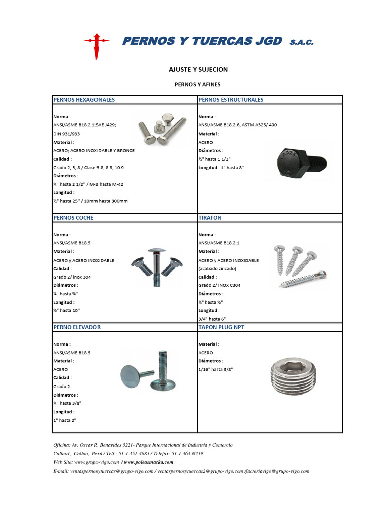 Catalogo de Pernos y Tuercas JGD Sac. | PDF | Arandela (Hardware ...