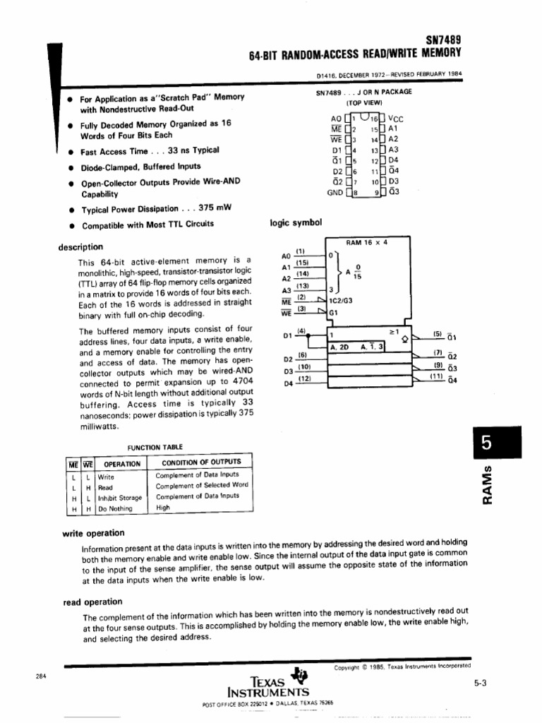 7489 64 Bit Ram | PDF