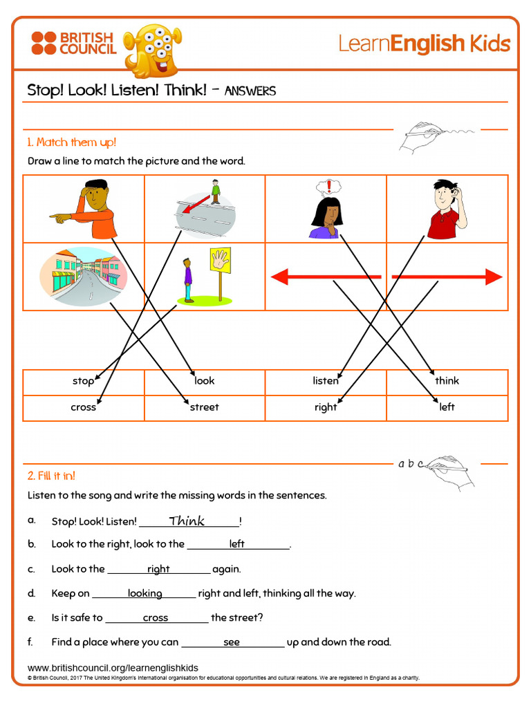 Stop Look Listen Think: Answers Guide | PDF