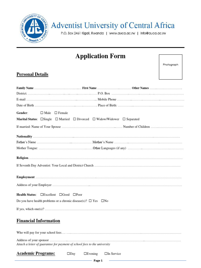 Undergraduate Application Form | PDF