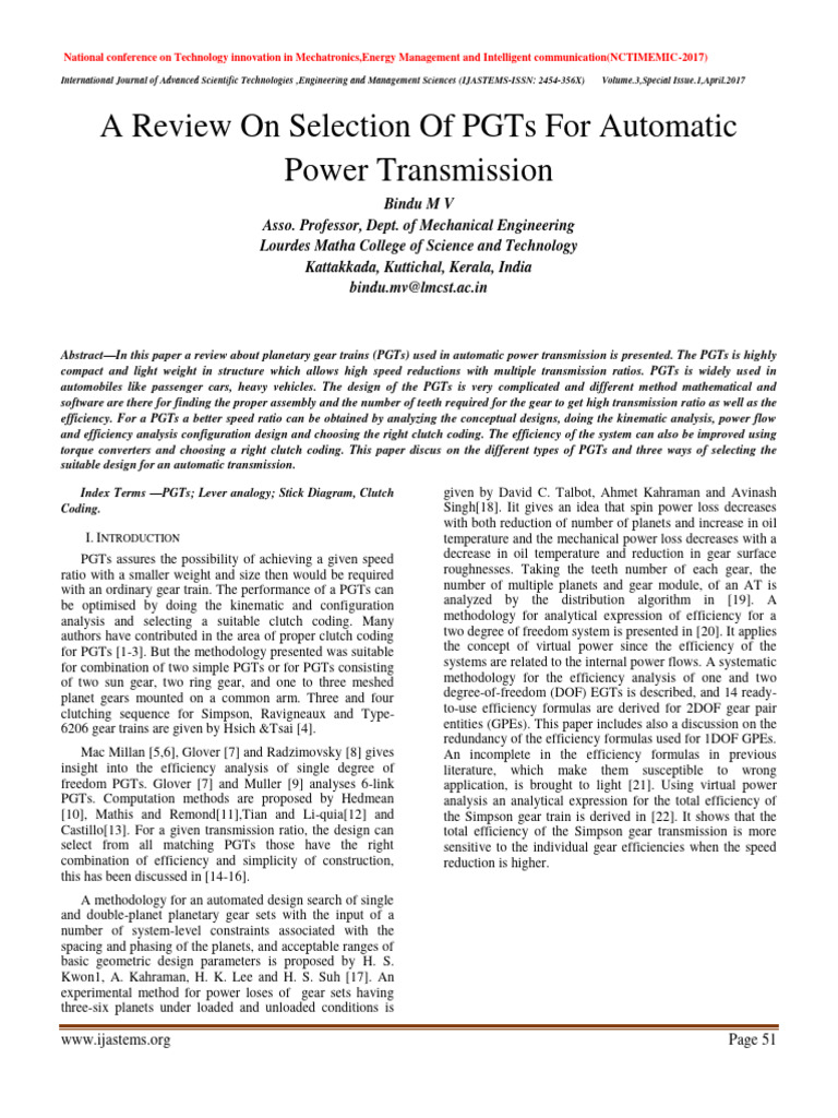 V3.sia1 - .12.A Review On Selection of PGTs For Automatic Power Transmission | PDF