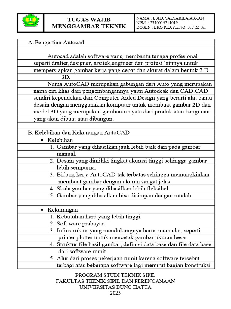 Makalah Gamtek AutoCAD | PDF | Metode & Bahan Ajar