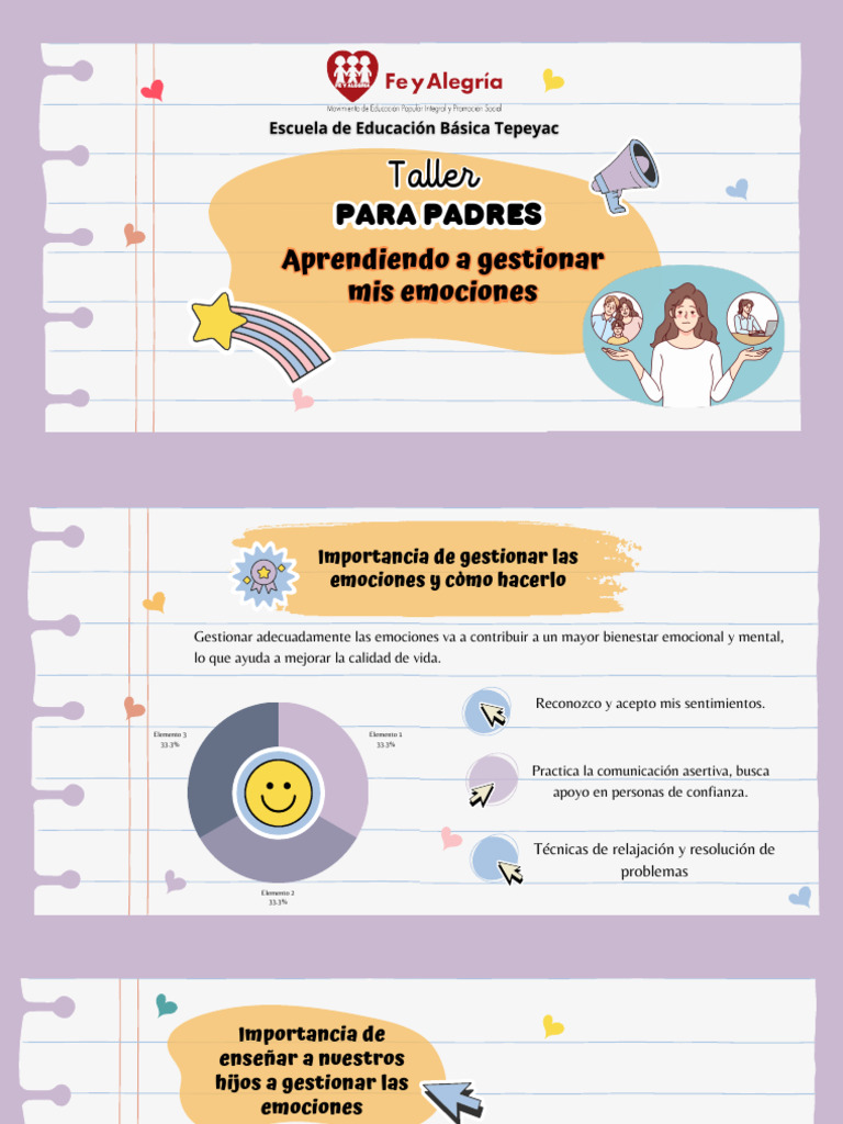 Diapositivas de Taller para Padres Aprendiendo A Gestionar Mis Emociones | PDF