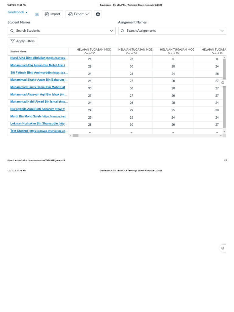 Gradebook - GM JEMPOL - Teknologi Sistem Komputer 2 - 2023 | PDF