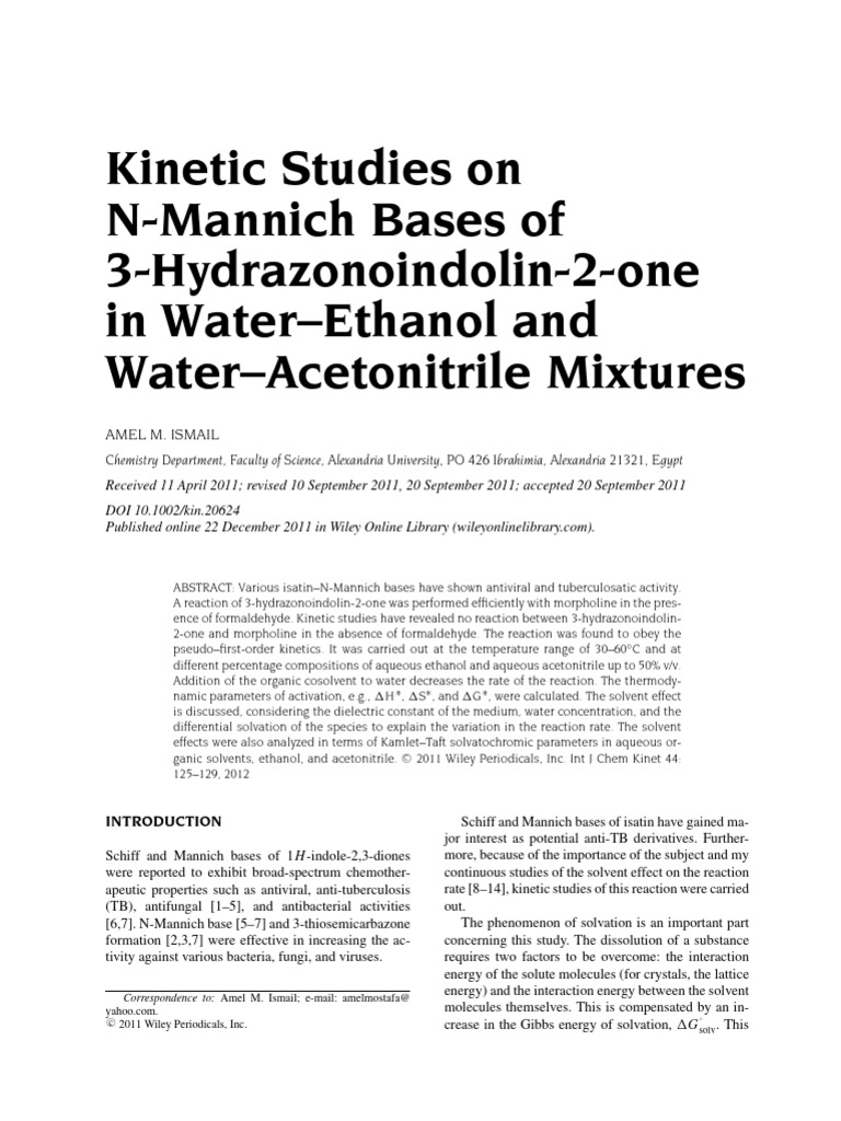 Ismail2011 - Kinetics Studies in Water - Ethanol and Water ...