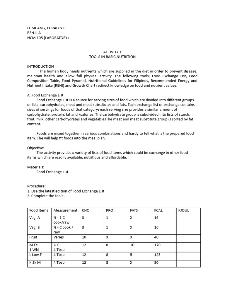 105 Laboratory | Download Free PDF | Foods | Nutrients