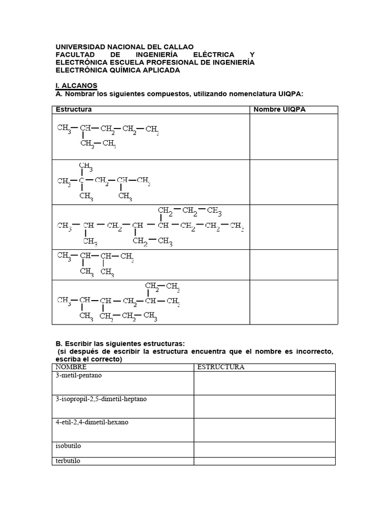 Ejercicios de Alcanos Alquenos y Alquinos | PDF