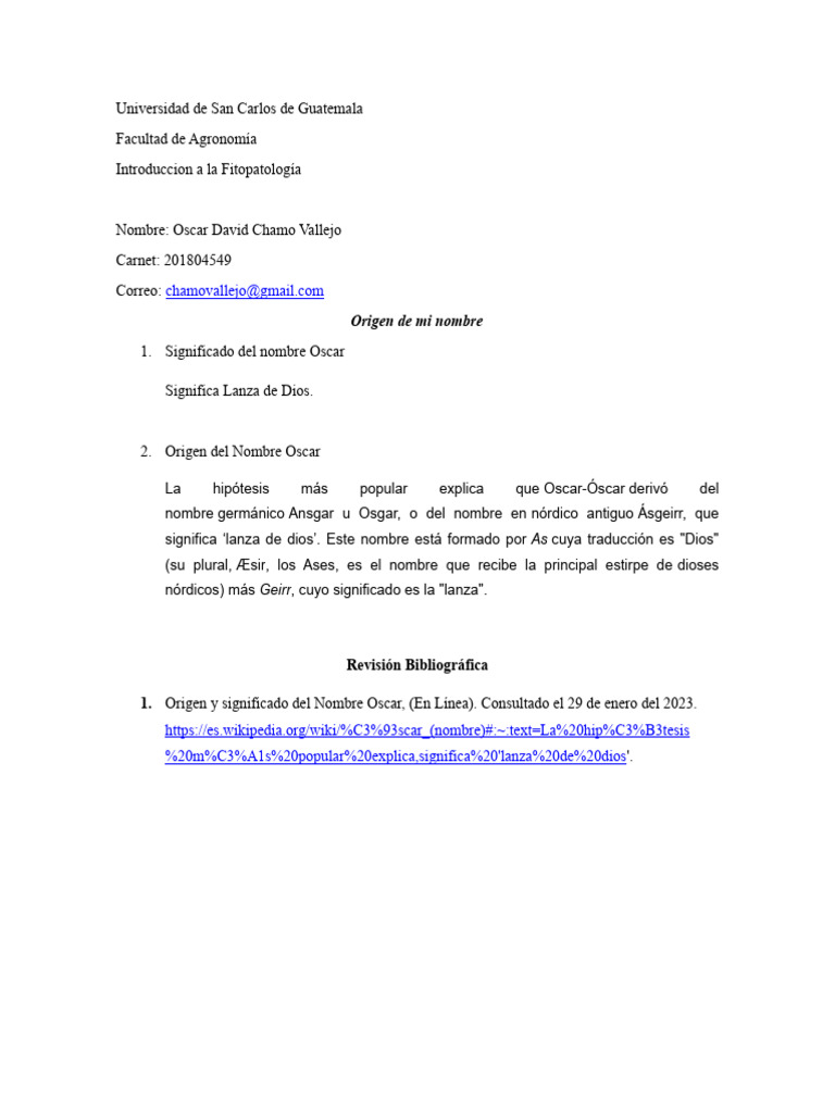 Significado Del Nombre Oscar | PDF