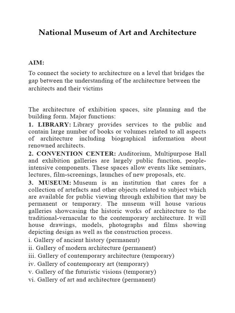 National Museum Of Art and Architecture | PDF | Museum | Museology