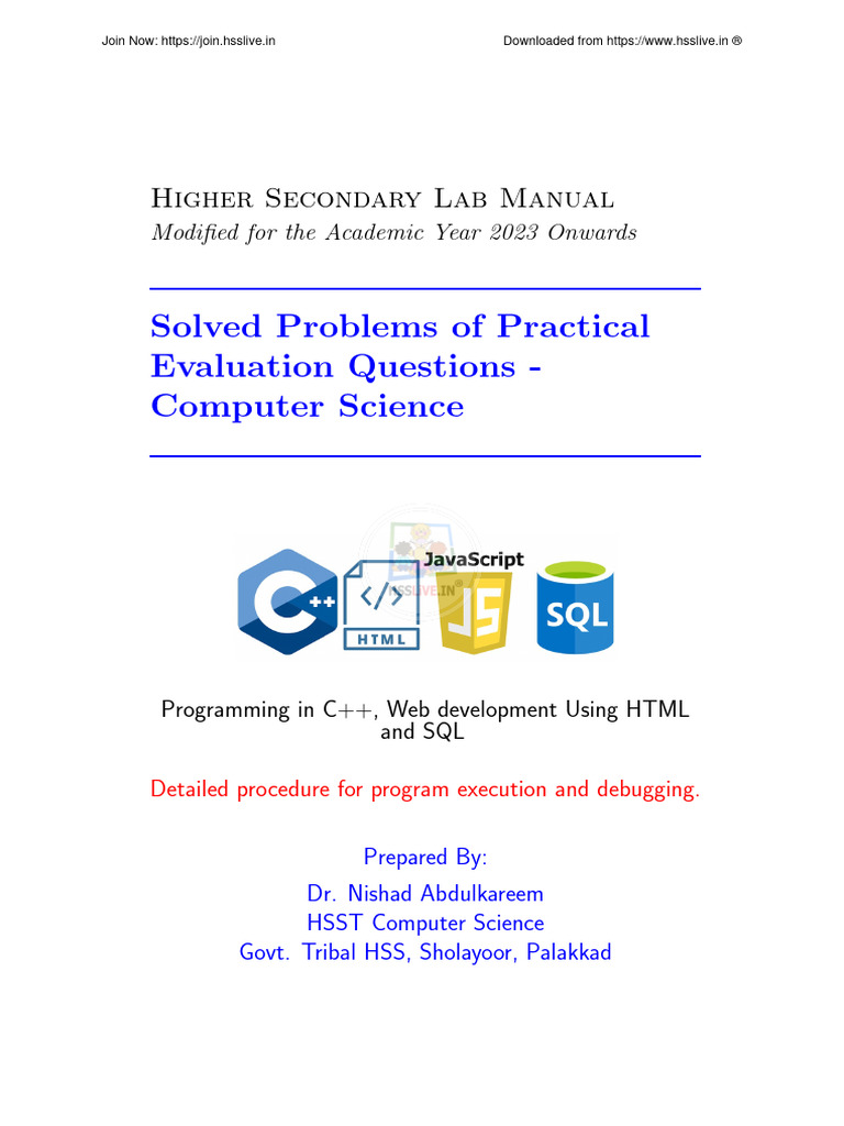 Hsslive - Computer - Science - Lab - Version 3 | Download Free PDF | Html Element | World Wide Web