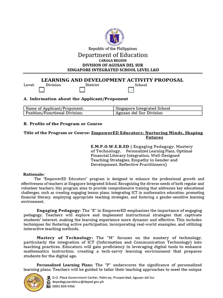 SINGAPORE INTEGRATED SCHOOL - Progaram - Development - Activity ...