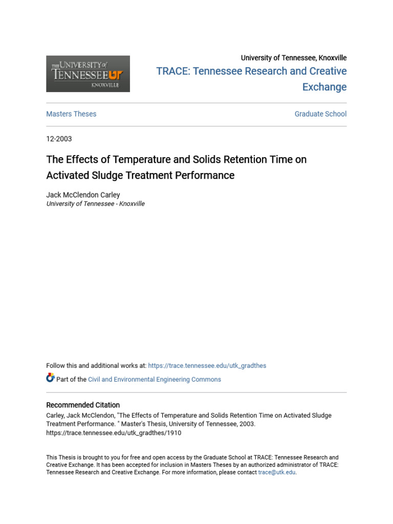 The Effects of Temperature and Solids Retention Time On Activated | PDF ...