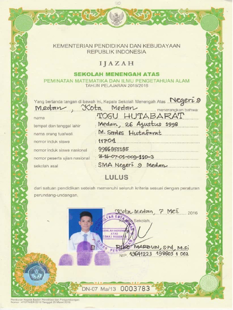 Ijazah Medan OCR | PDF
